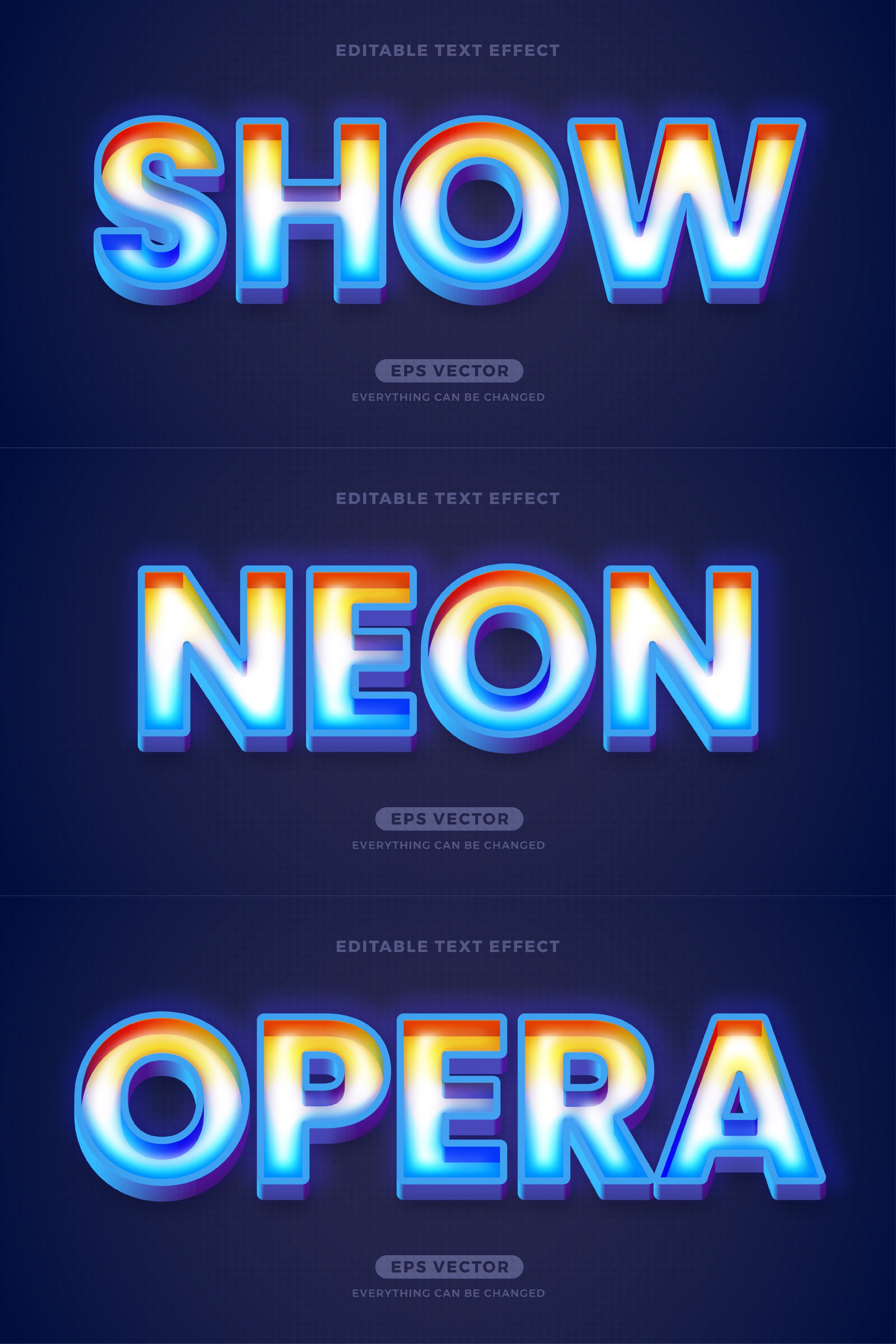 Show editable text effect style vector