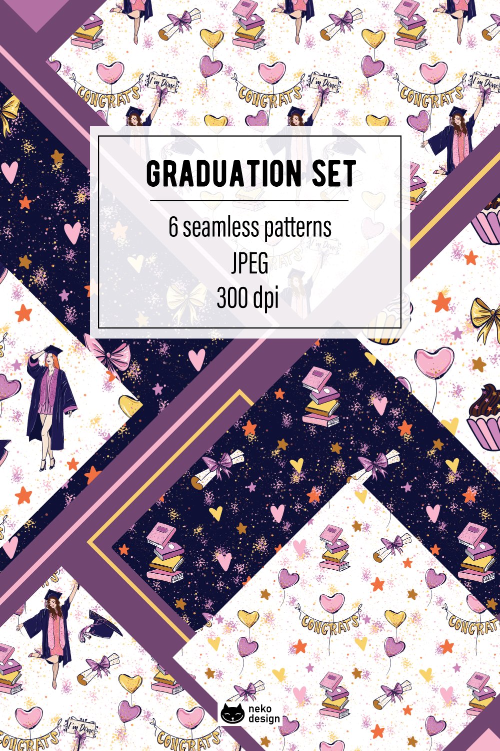 Graduation seamless patterns set