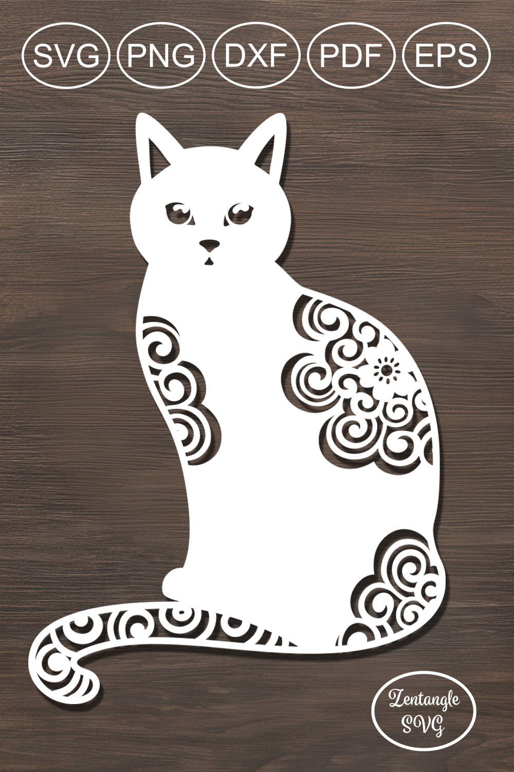 Cat papercut, paper cutting template, laser cut (5478071)