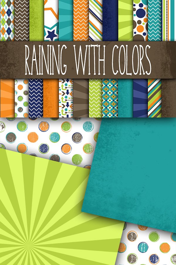 Raining with Colors Digital Paper Pack