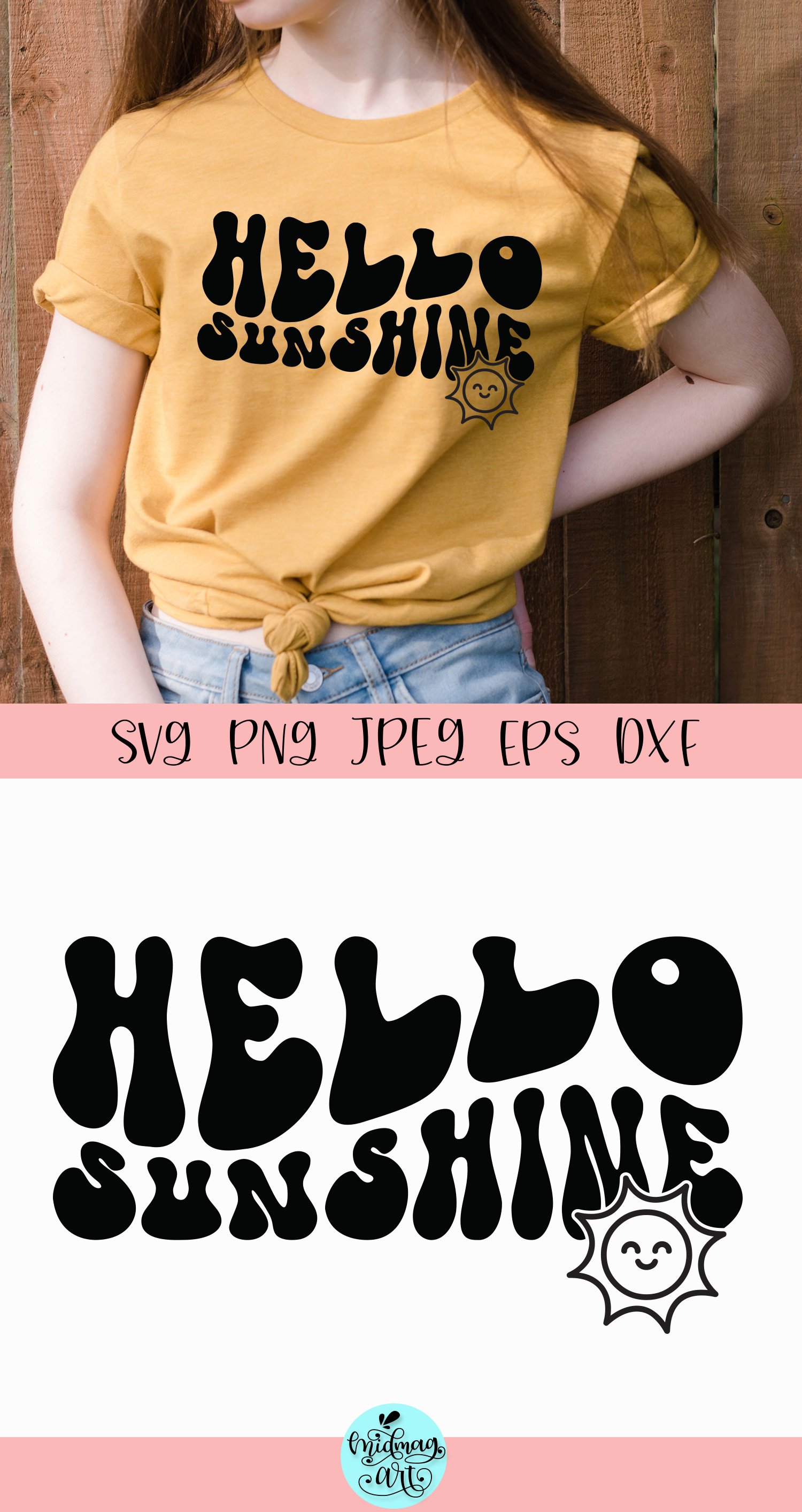 Hello sunshine svg, groovy summer cut file (1873083)