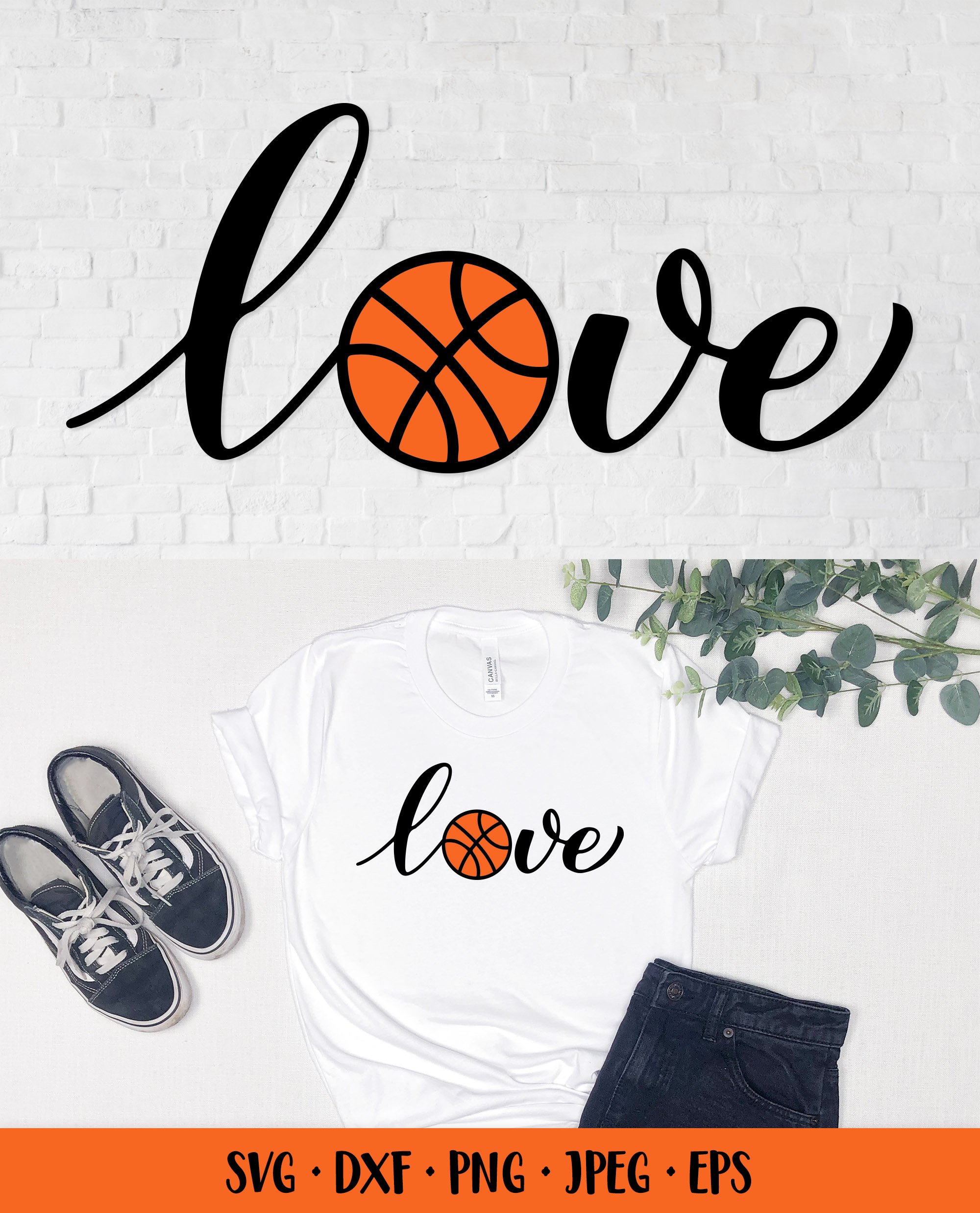 Love basketball hand lettered SVG cut file. Sports ball