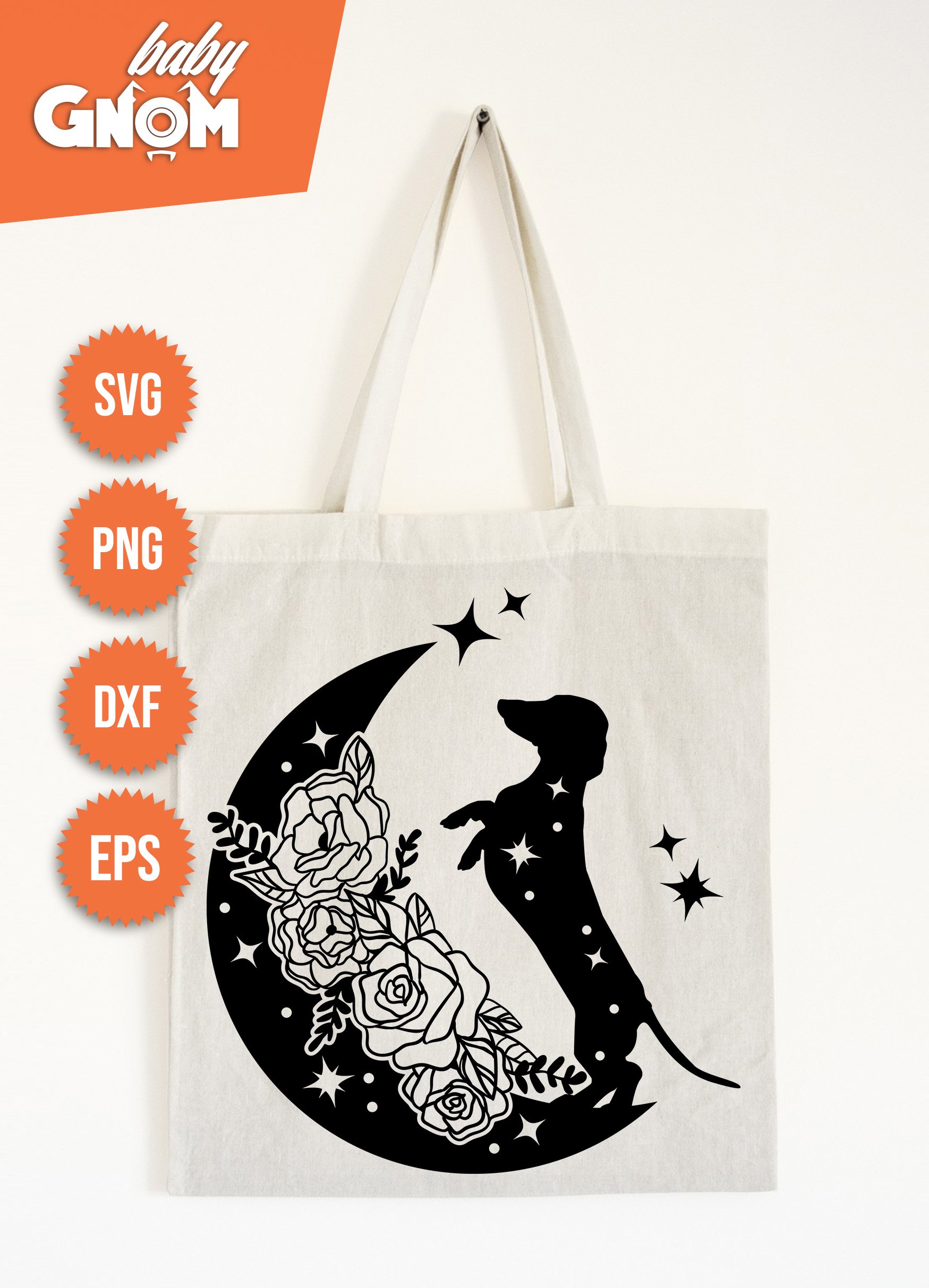 Dachshund dancing on the moon SVG | Dachshund svg