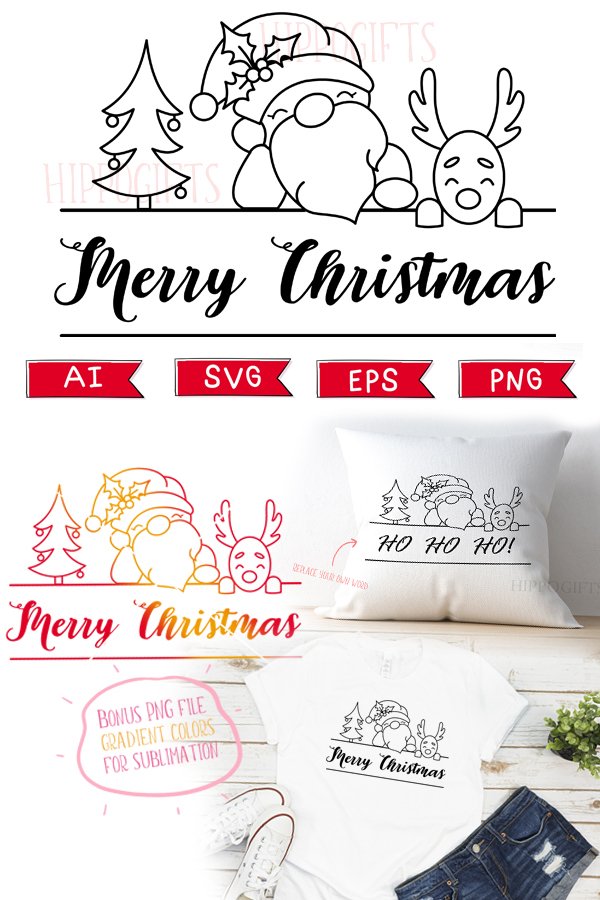 Santa and deer Christmas svg cut file
