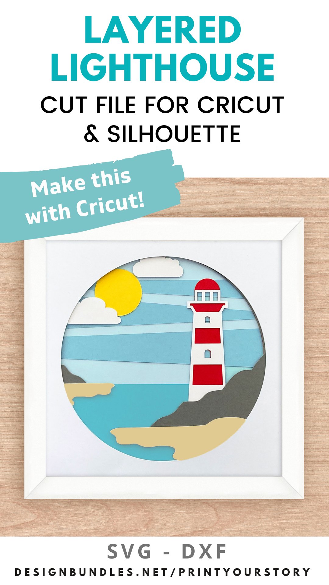 3D Lighthouse SVG file | Layered Papercut Cardstock SVG