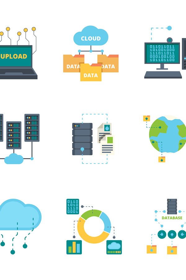 Data center icon. Cloud technology security management data