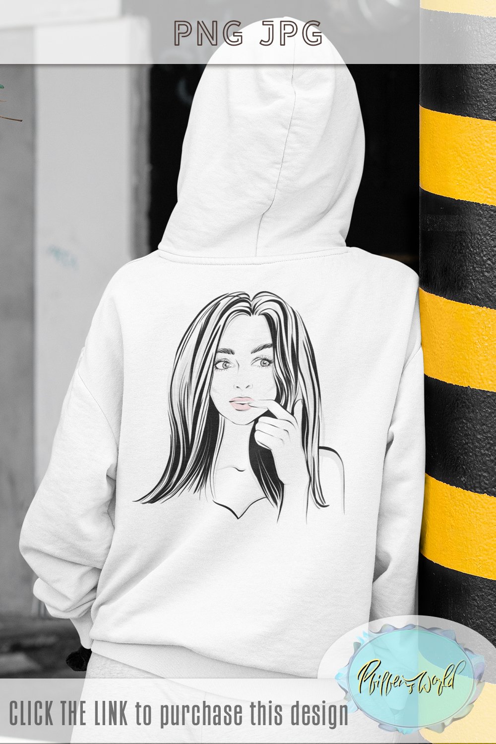 Beautifull woman Sublimation design with puzzled expression