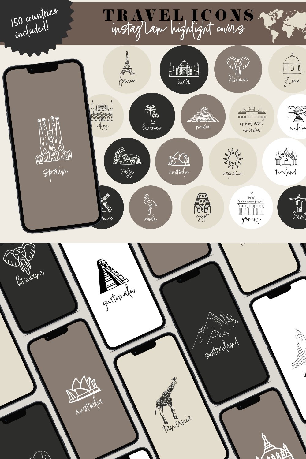 travel instagram highlight logos