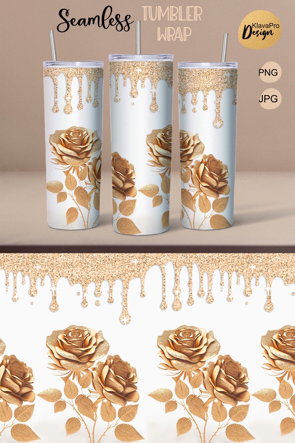 Golden Rose Seamless Wrap for Tumbler 20 oz (2493787)