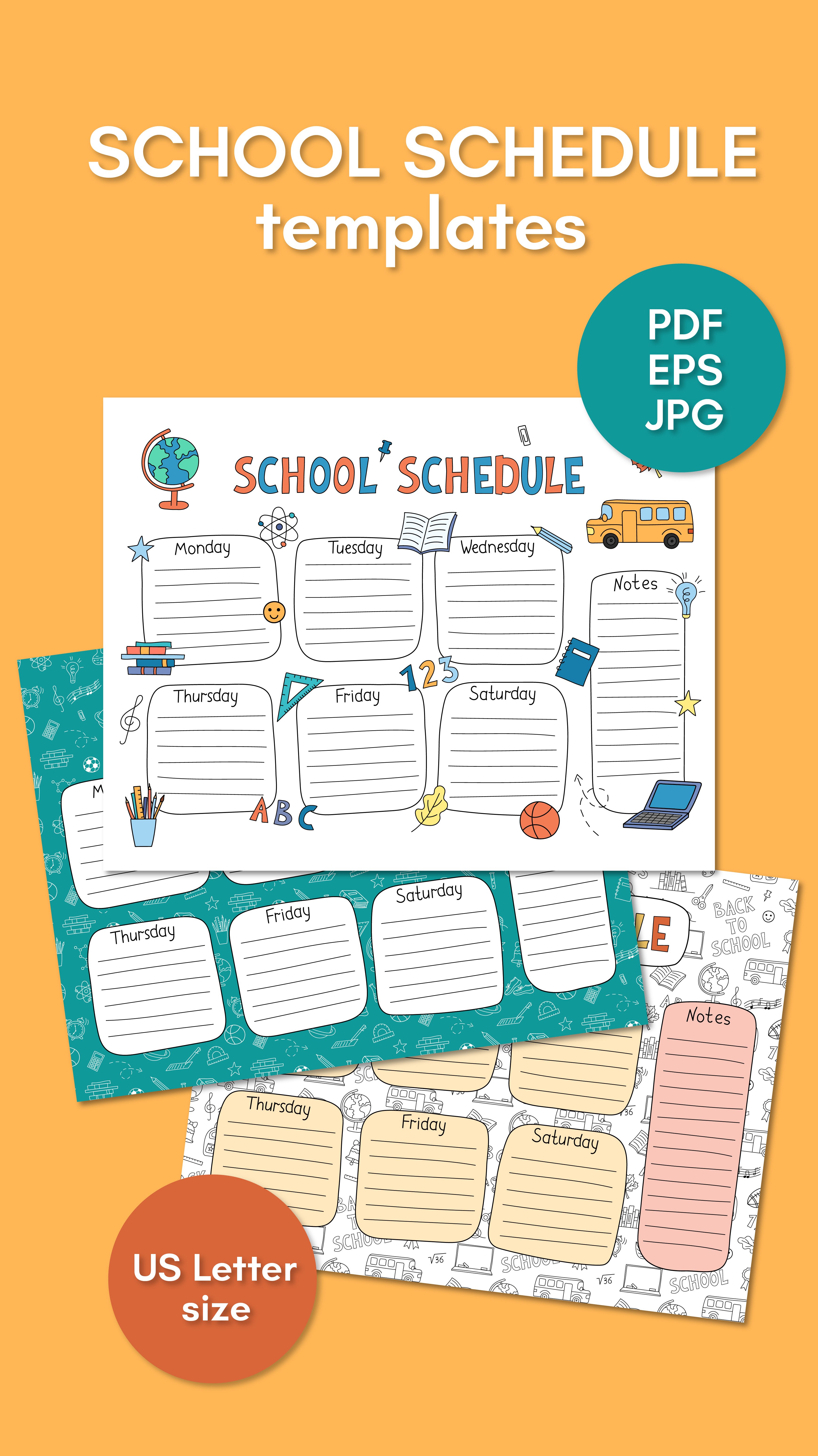 School Schedule Template PDF | Printable US Letter Worksheet