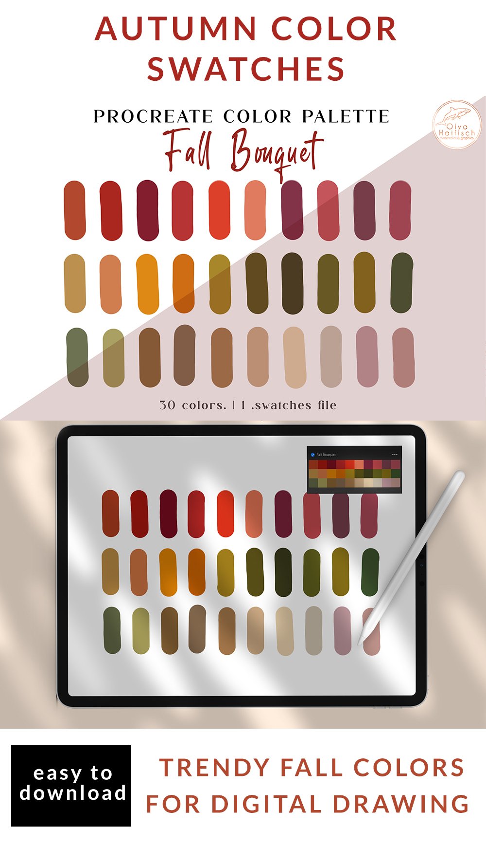 Fall Procreate Color Palette. Autumn Color Swatches