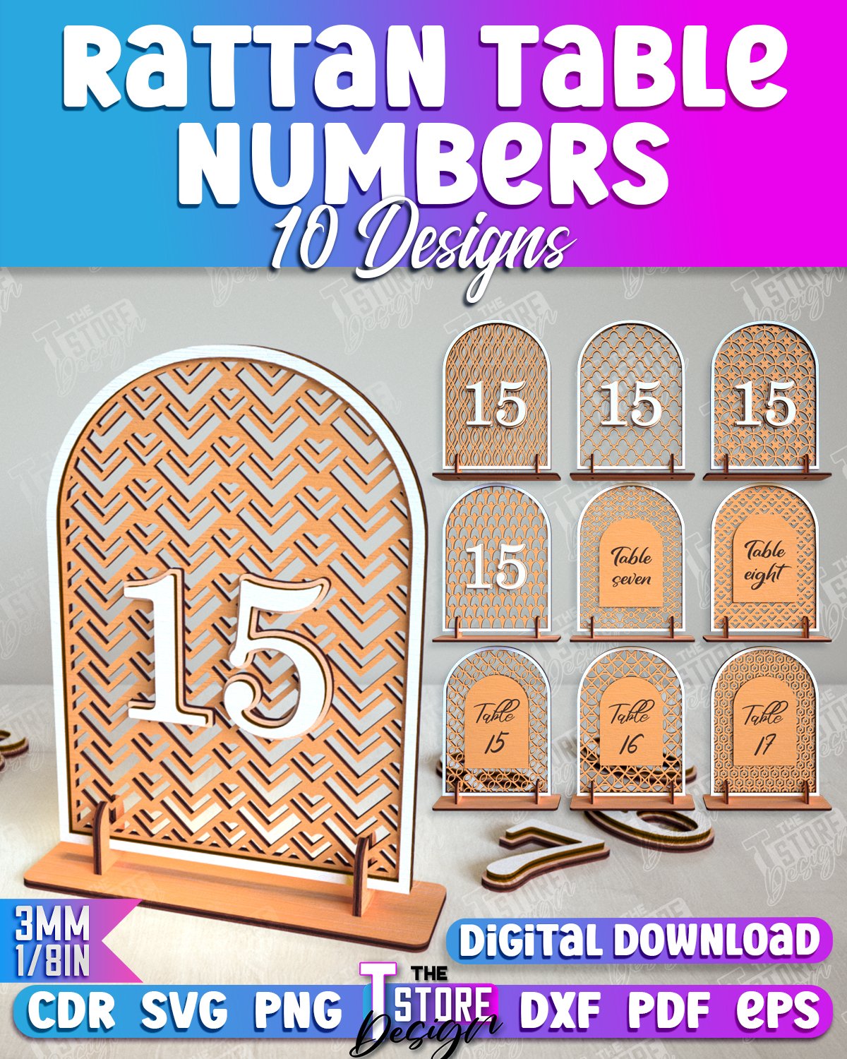 Rattan Table Numbers Laser Cut Bundle, Event (5147881)