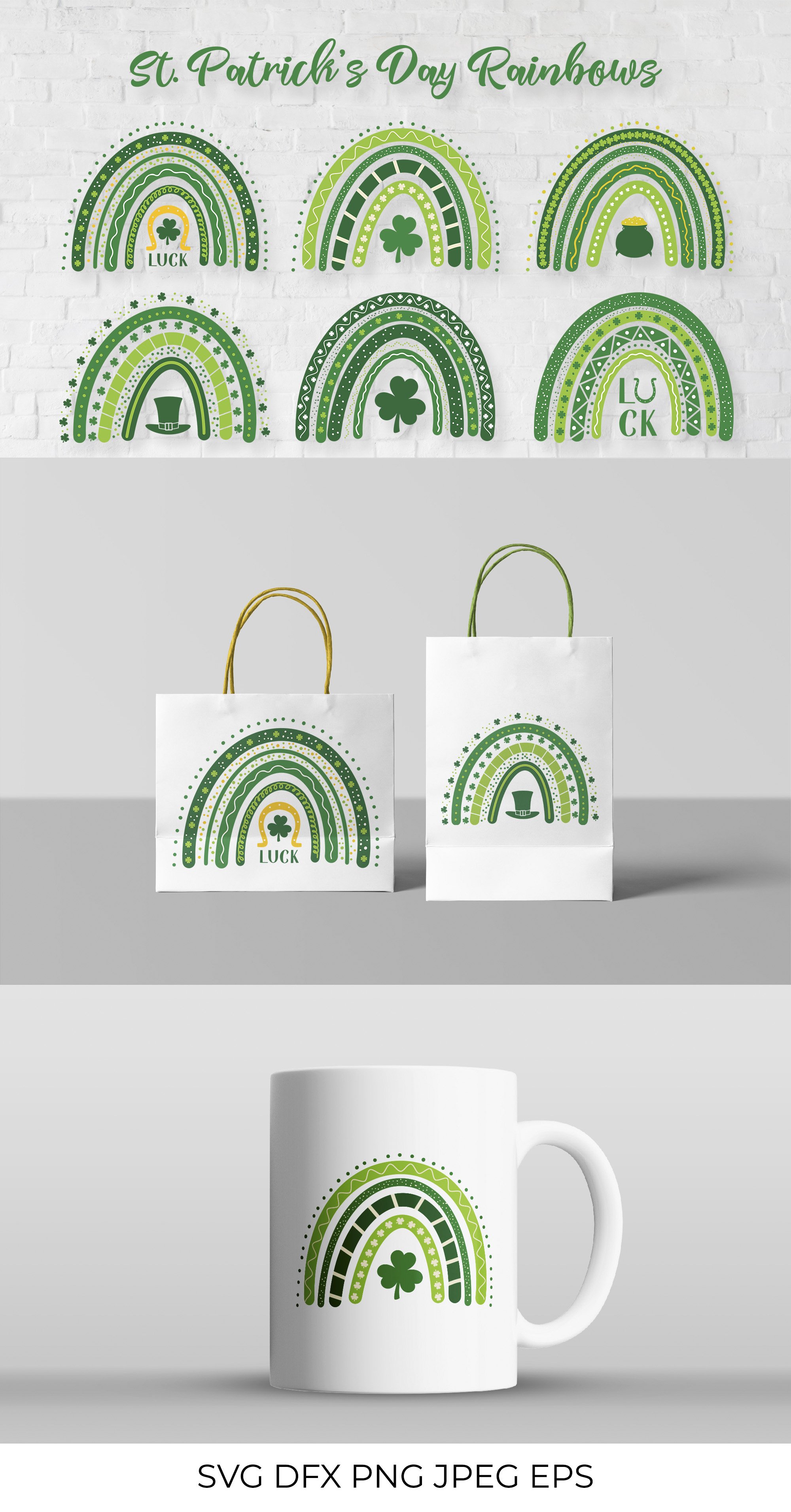 St. Patrick's day rainbow SVG bundle. Patricks Day Clipart