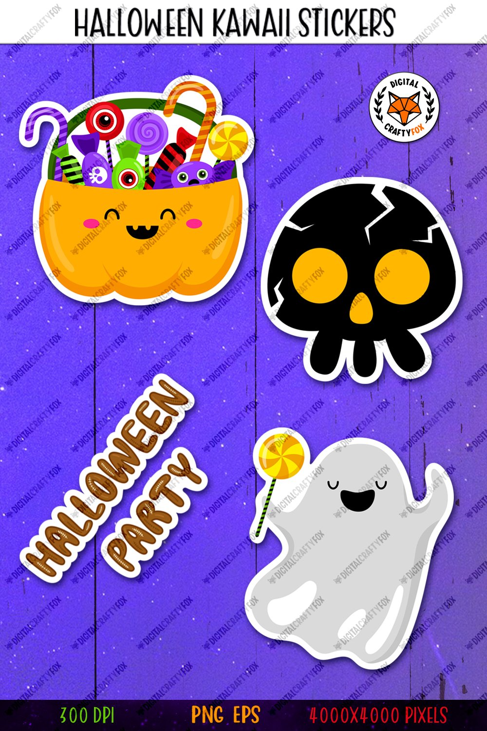 Halloween Kawaii Stickers PNG, Printable Halloween Stickers