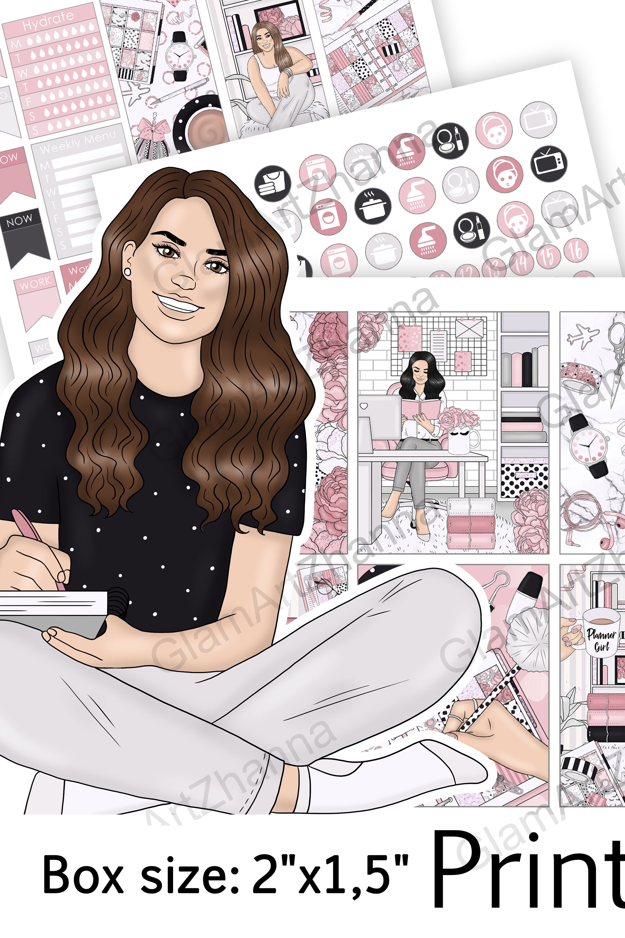 Planner Girl Printable Sticker Kit Box Size (809608)