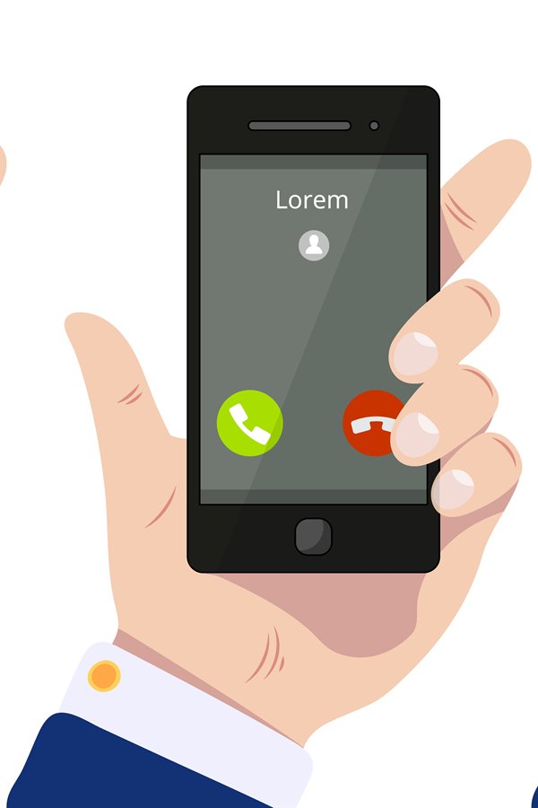 Incoming call. Hand holding smartphone, calling mobile and c