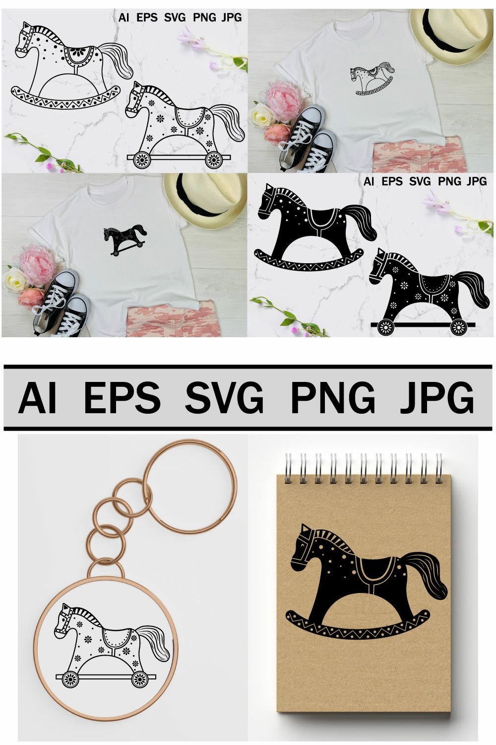 Children's vintage toy Horse, clipart svg