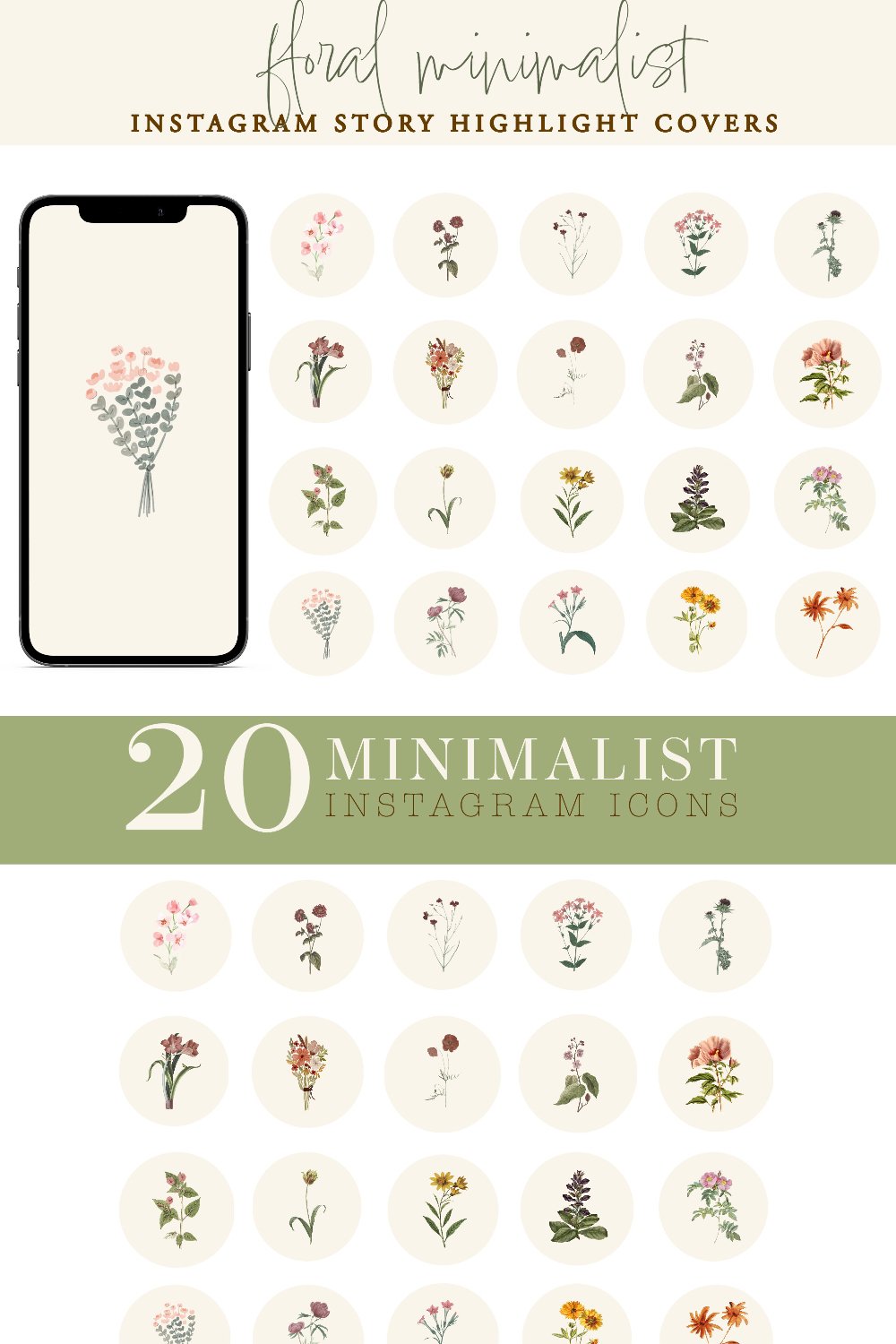 botanical floral instagram story highlight covers