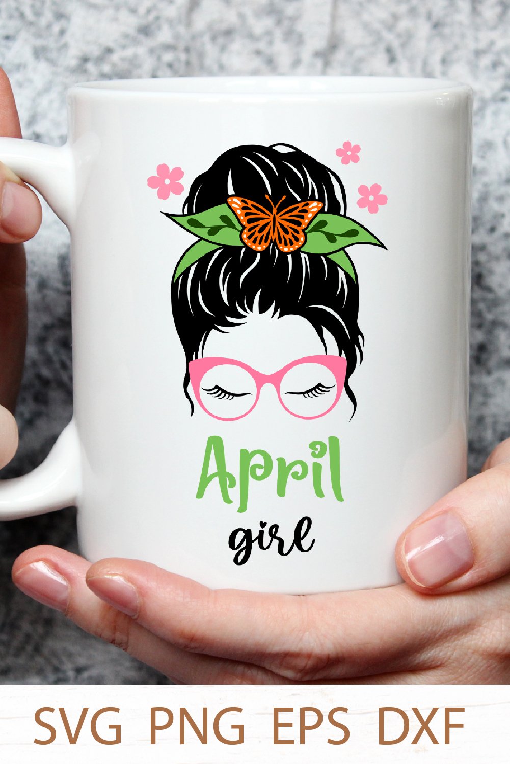 April girl svg, Messy bun svg, mom life svg design