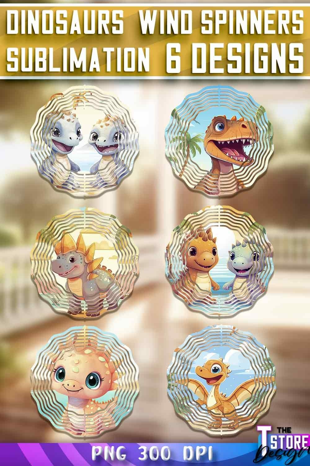 Dinosaurs Wind Spinners Sublimation Design | PNG (2961510)
