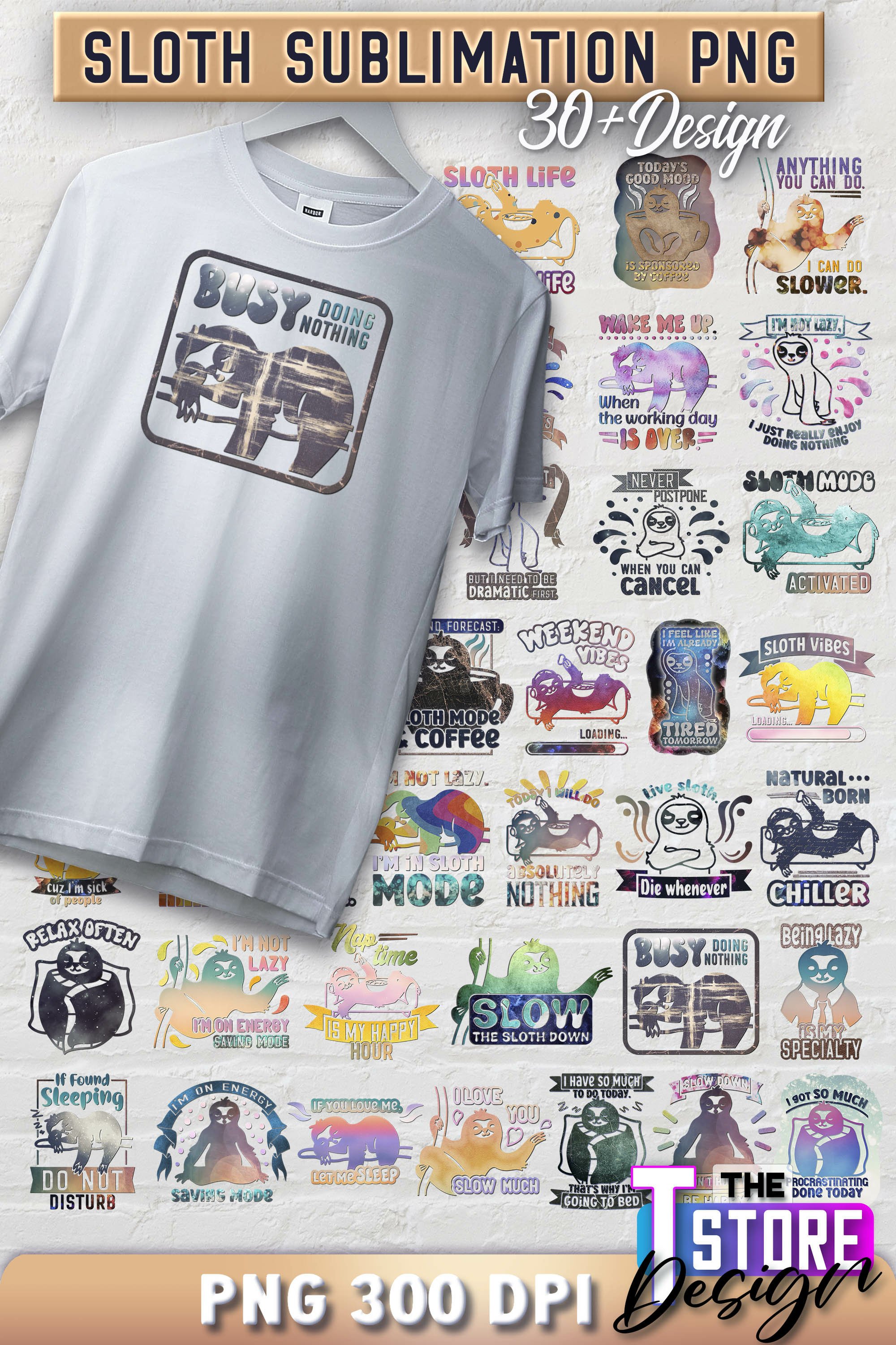 Sloth Quotes Sublimation | PNG Design | Lazy (2351088)