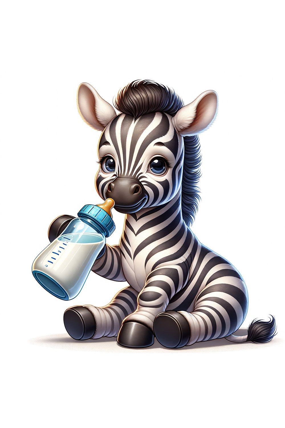 Cute Zebra with Milk Bottle JPG Sublimation Design