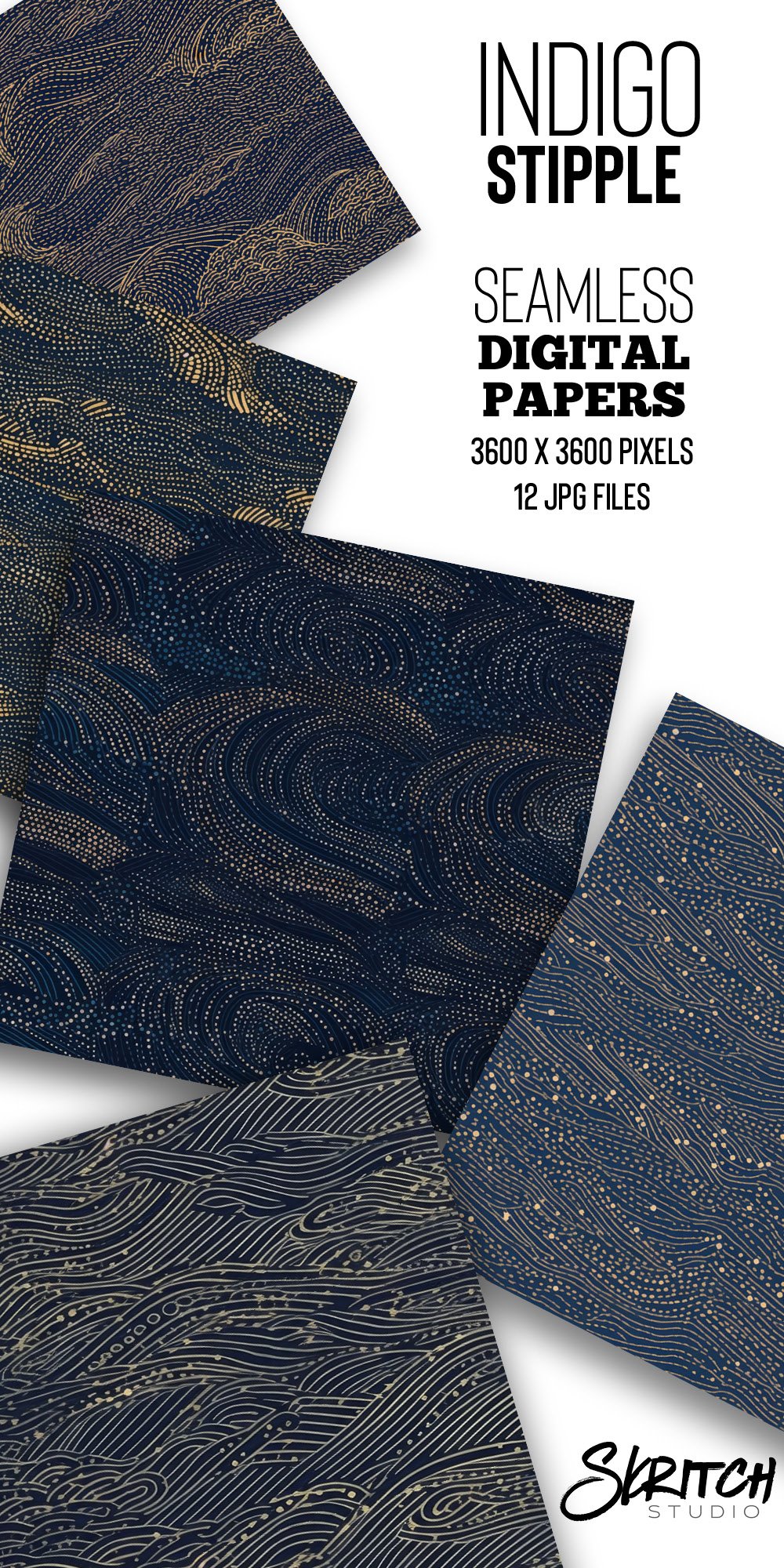 Indigo Stipple Digital Paper Bundle Download