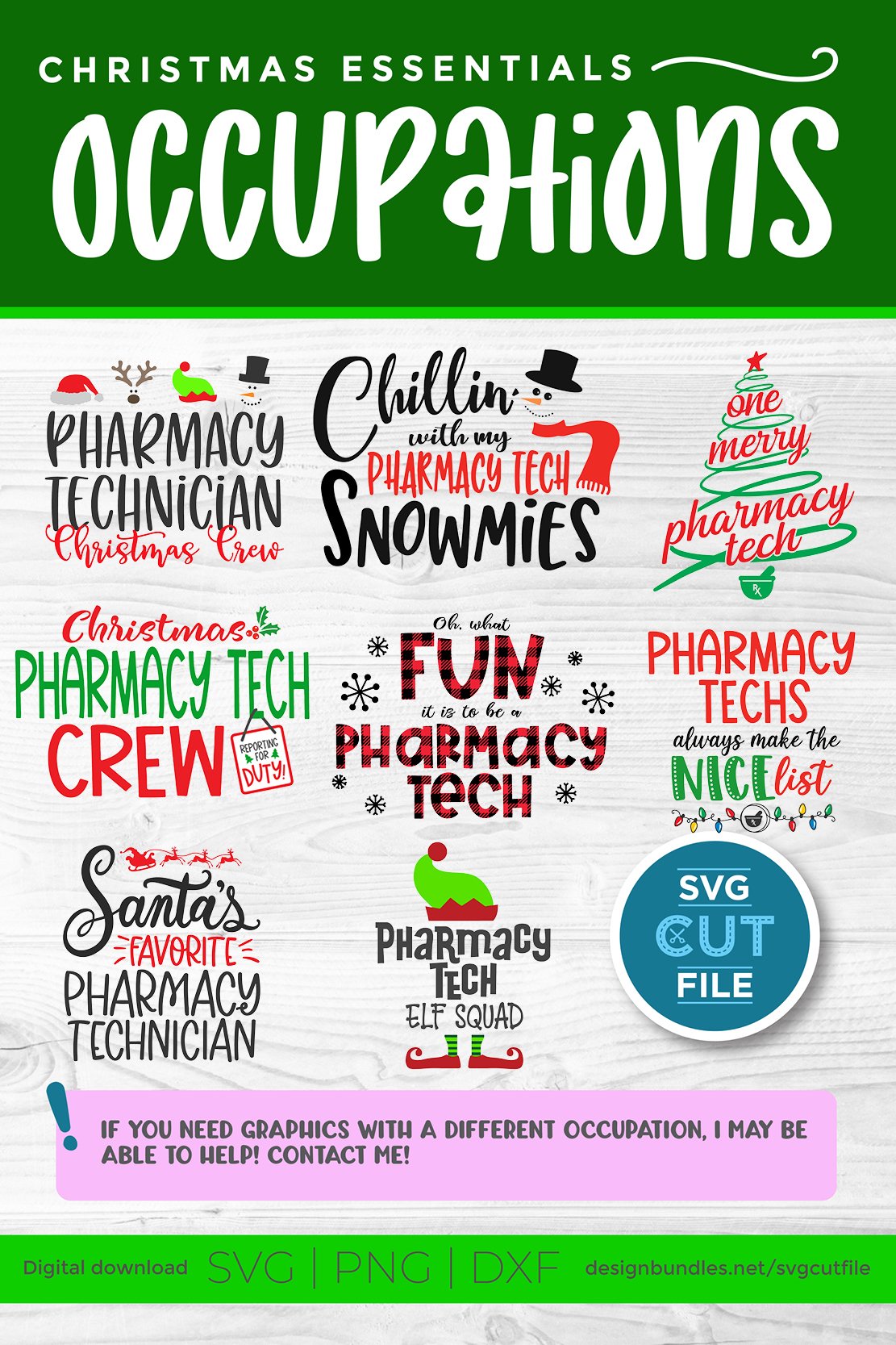 Christmas Pharmacy Tech svg bundle - Santa's Favorite PT svg