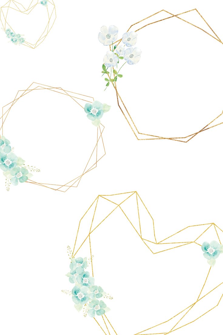 Frames gold flowers . Floral clipart. Watercolor (939879)