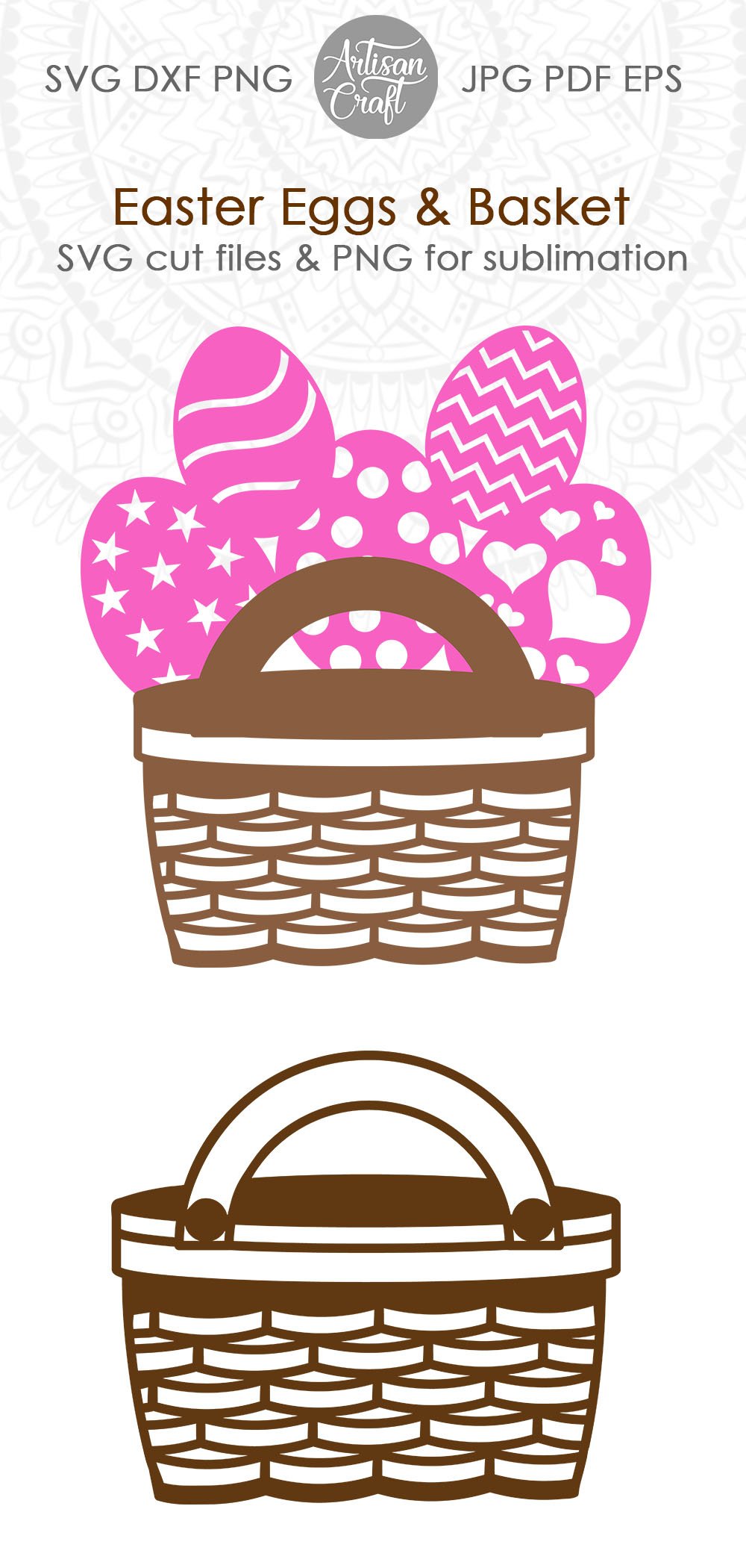 Wicker basket SVG, Easter egg basket SVG, Easter basket PNG