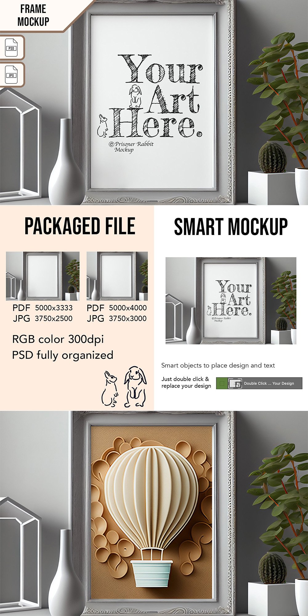 Wooden Frame Smart Mockup PSD & JPG Template (2770307)