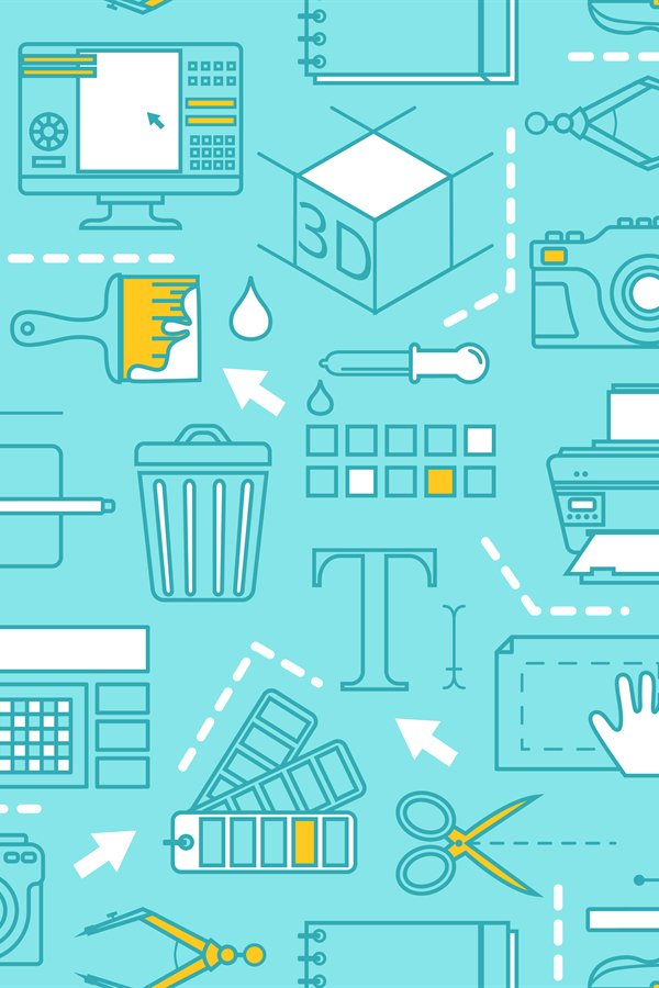 Different tools for computer designers. Vector seamless patt