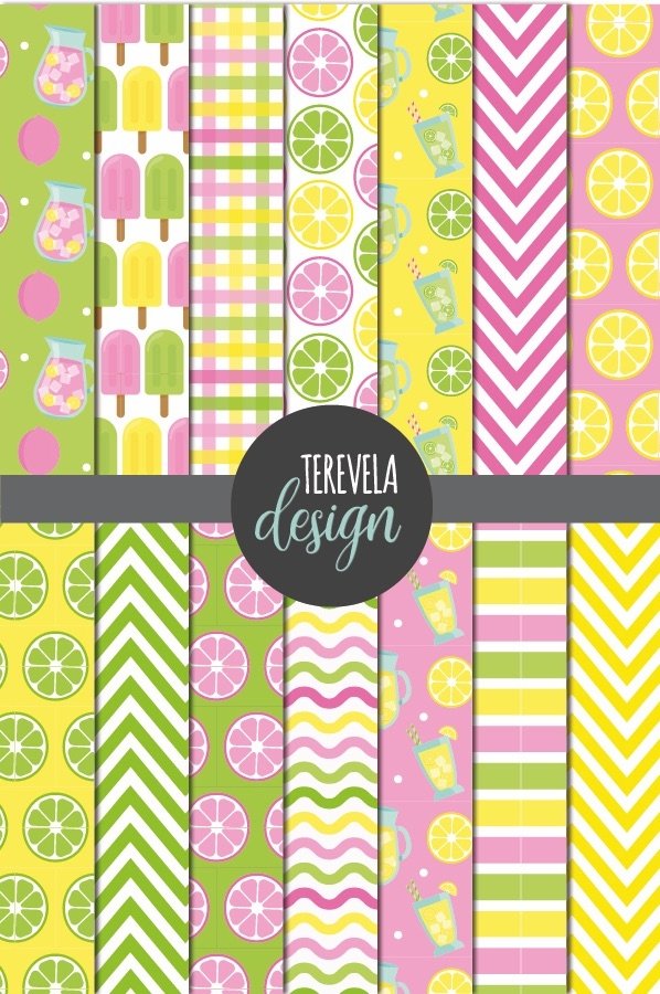 PINK LEMONADE PAPER, SUMMER, LEMON, FRUITS, PINK AND YELLOW