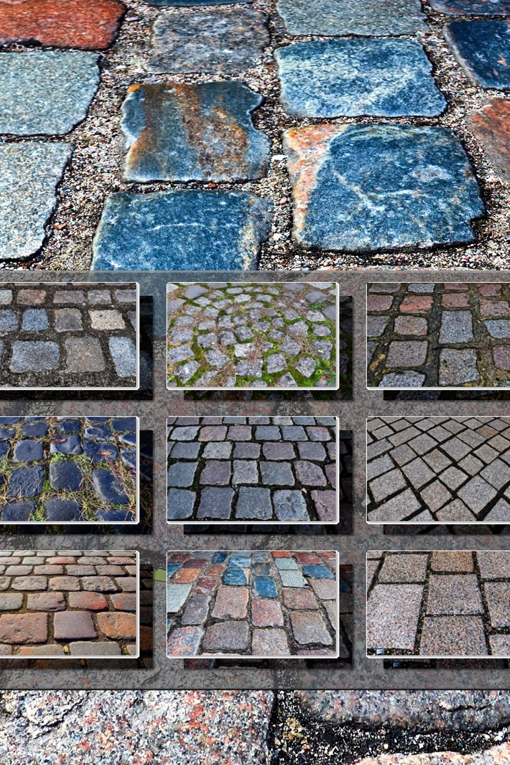 15x Cobblestone road background - perspective view