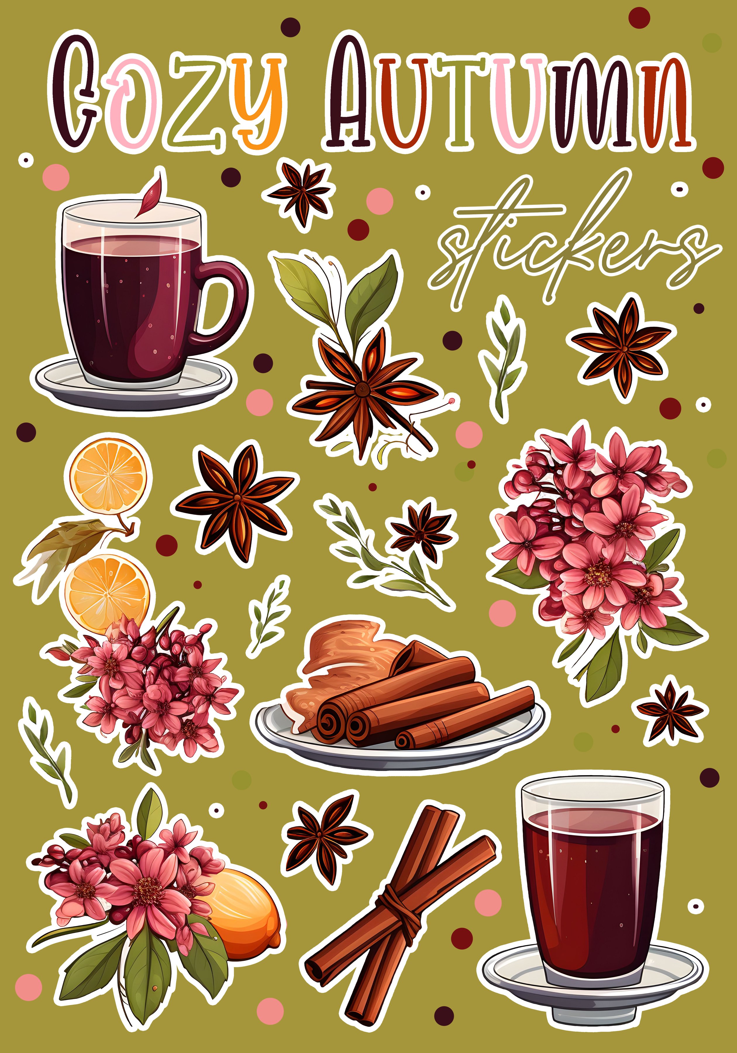 Cozy Autumn Stickers |Png/Jpeg Print and cut