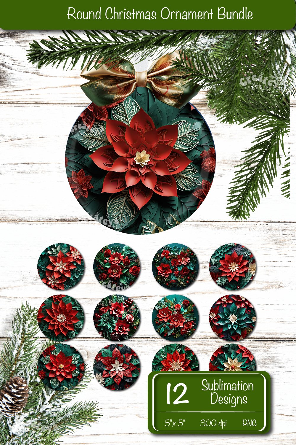 3D Christmas ornament Bundle 3D Sublimation Bundle 3D flower