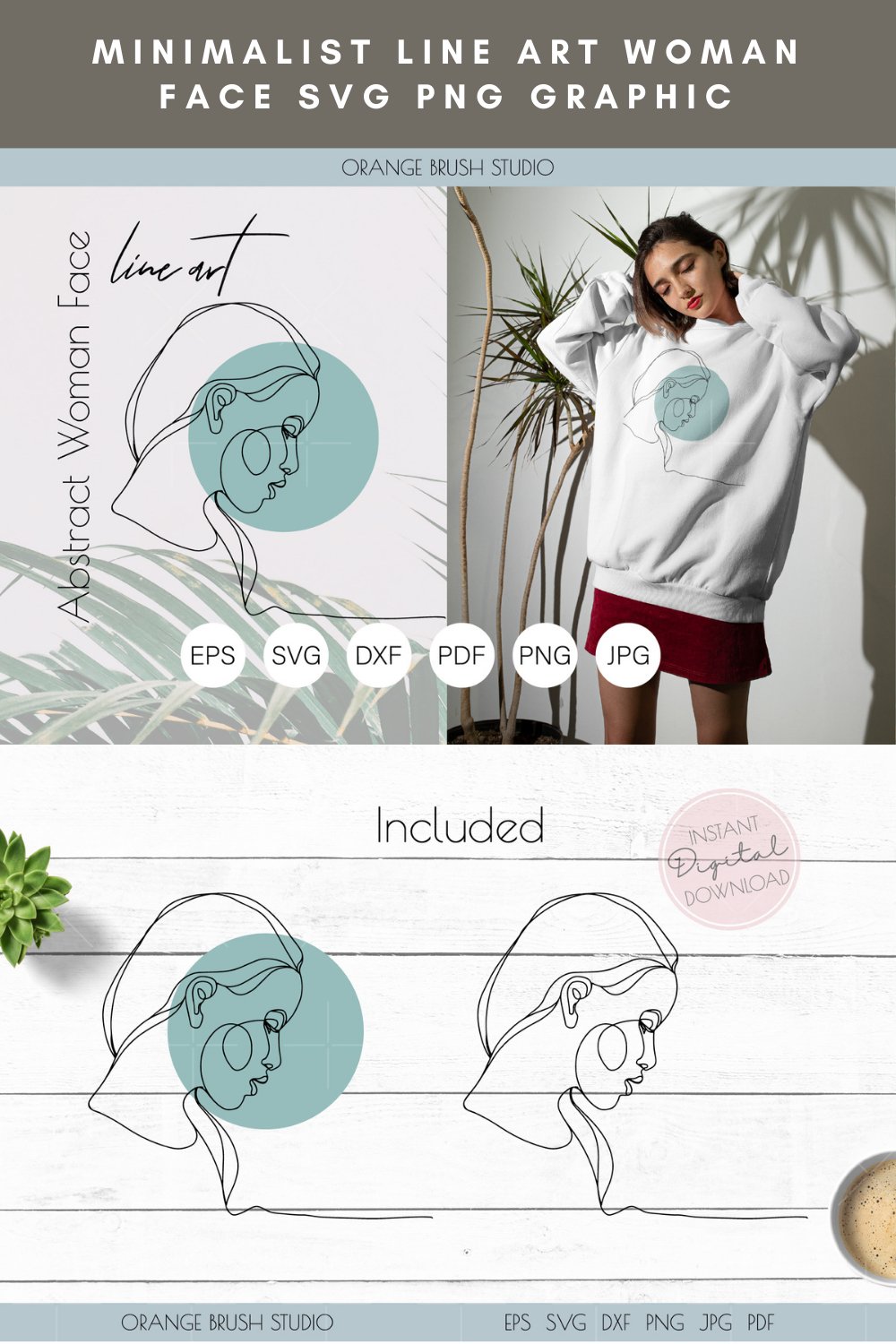 Woman Face SVG PNG Design One Line Drawing Monoline SVG