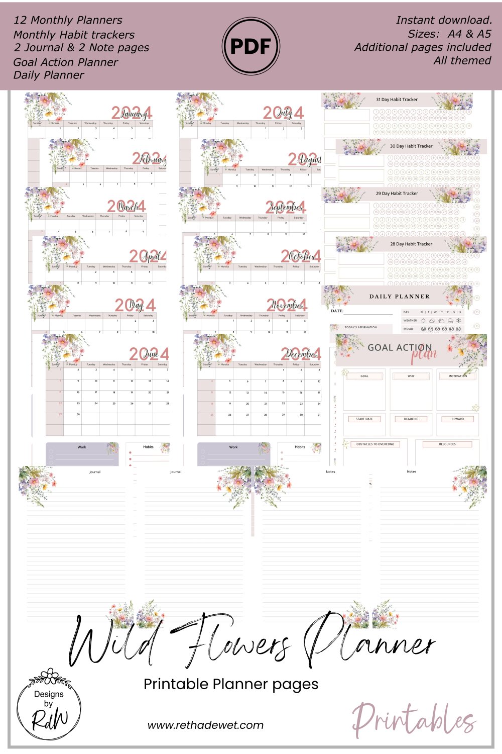Wild Flower Planner 2024