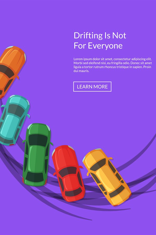 Vector drifting cars with multiple tire tracks illustration
