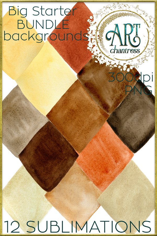 Sublimation Watercolour Brown Cream Rusty BUNDLE PNG