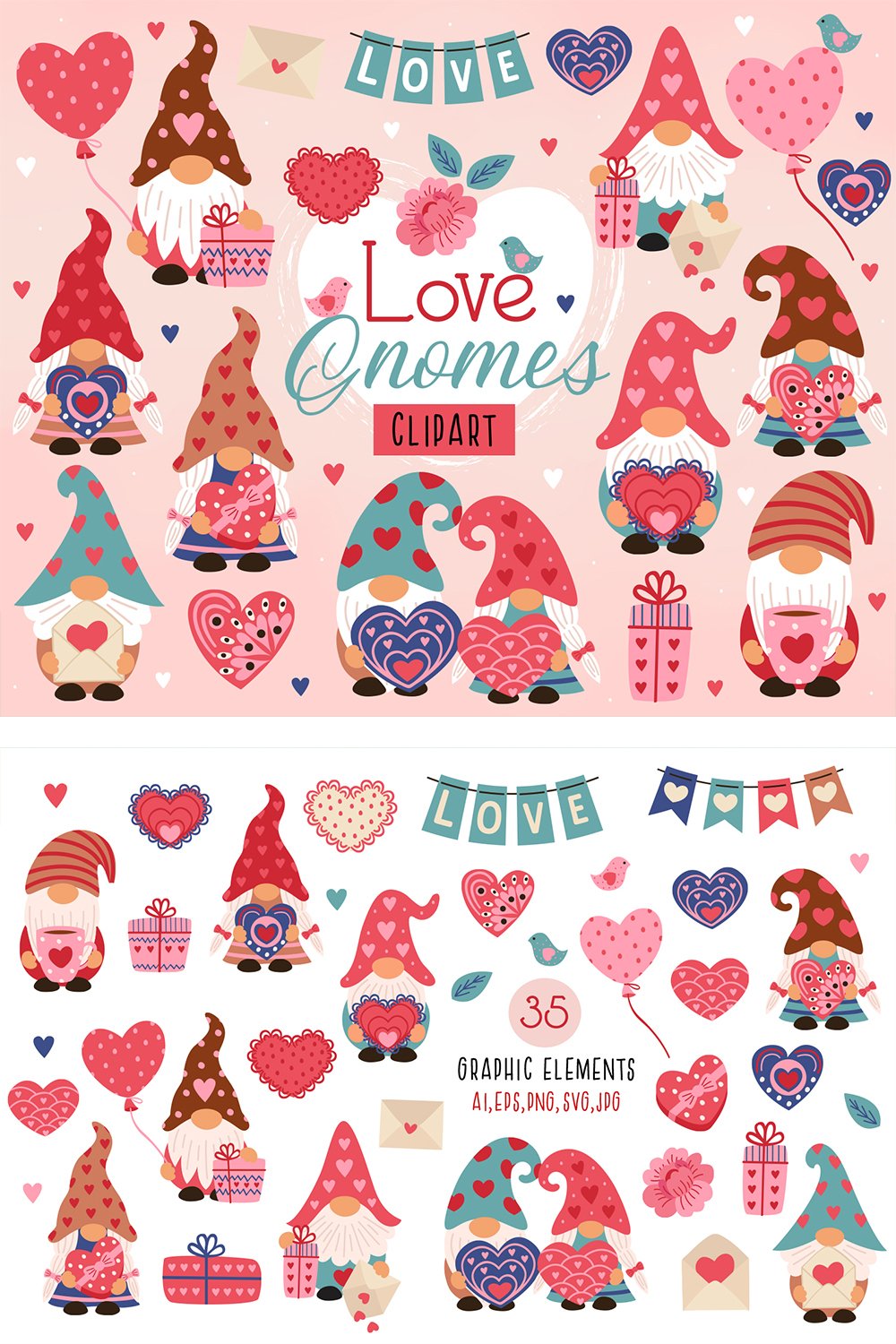 Valentines clipart, Valentines gnome svg, Heart Svg