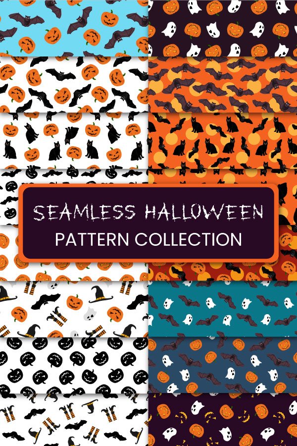 Seamless Halloween Patterns Collection