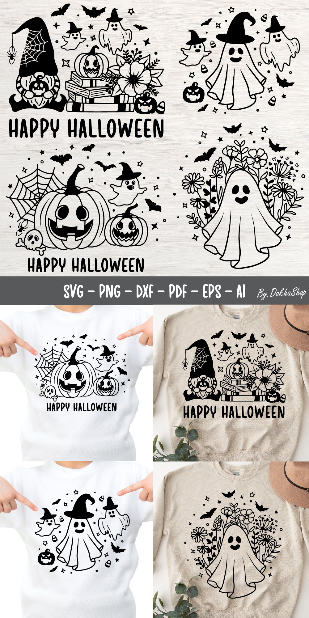 halloween Svg Bundle, Cute Ghost Svg, Happy Halloween Svg