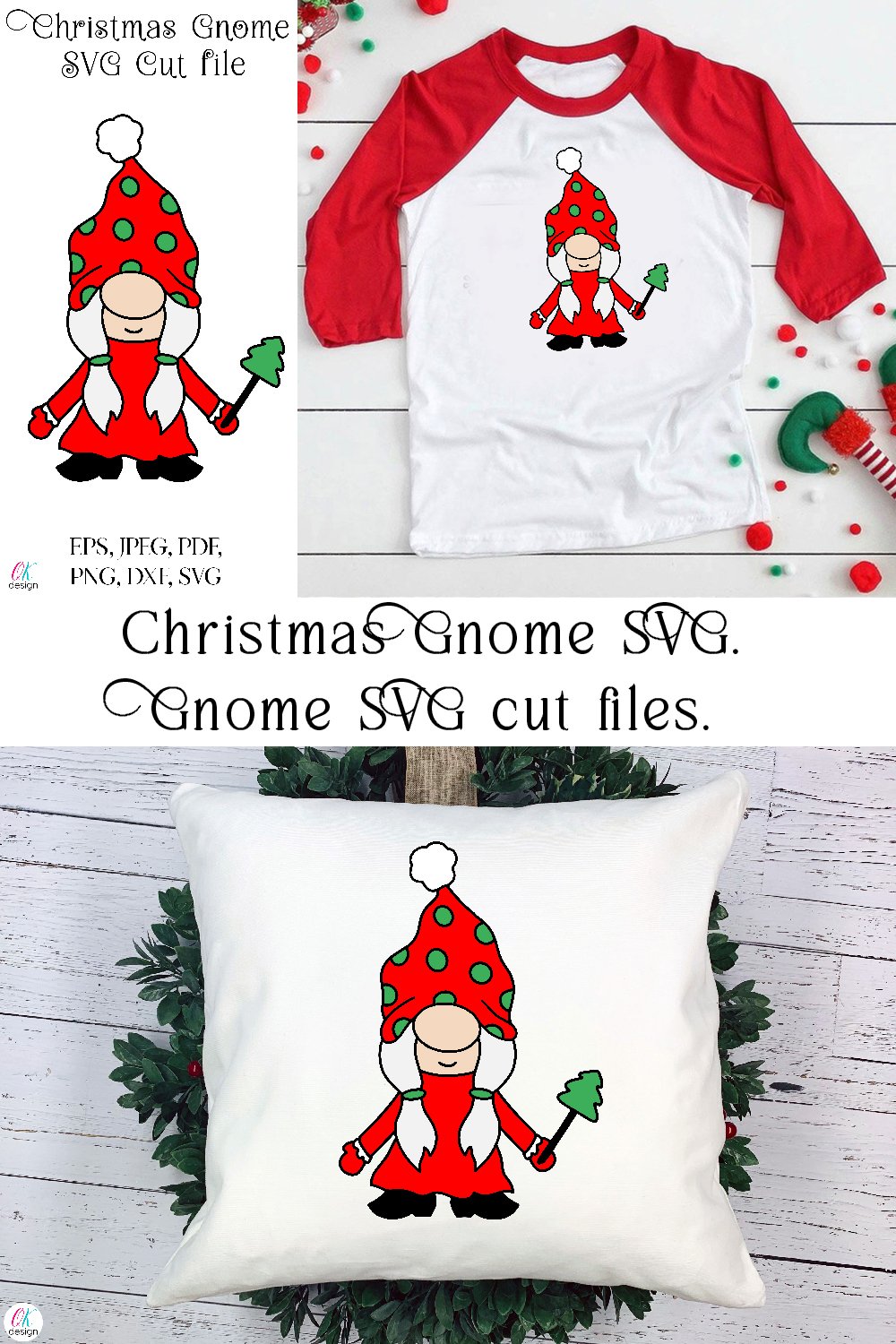 Christmas Gnome SVG. Gnome SVG cut files.