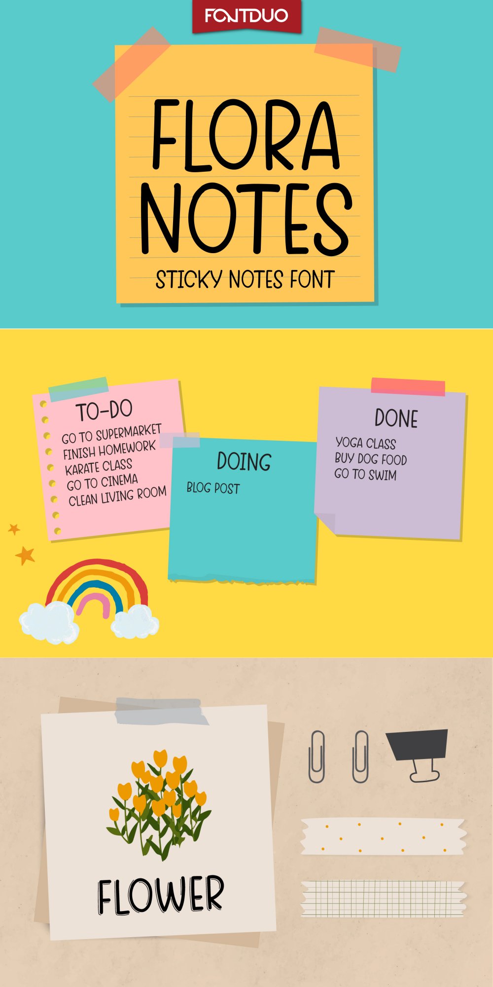 Flora Sticky Notes Font