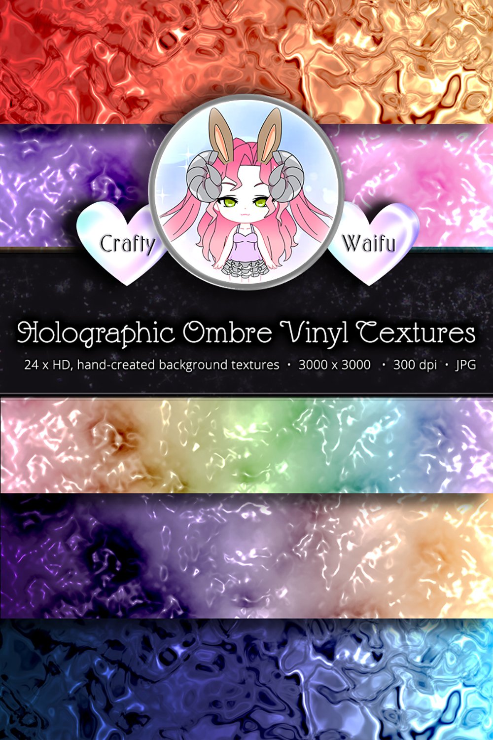 24 Holographic Ombre Vinyl HD Background Textures