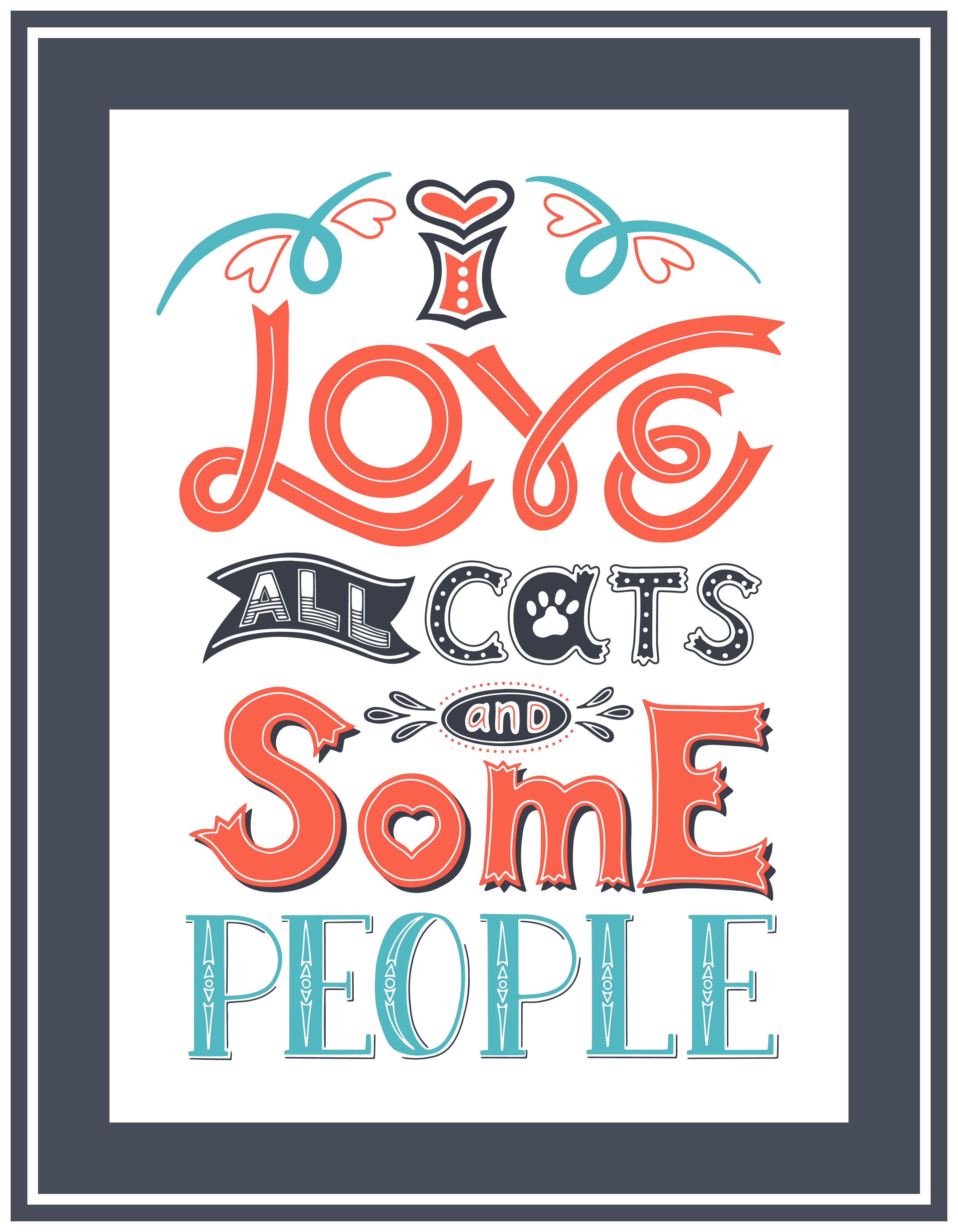 Hand lettering Poster about cats. Printable vector (1363122)