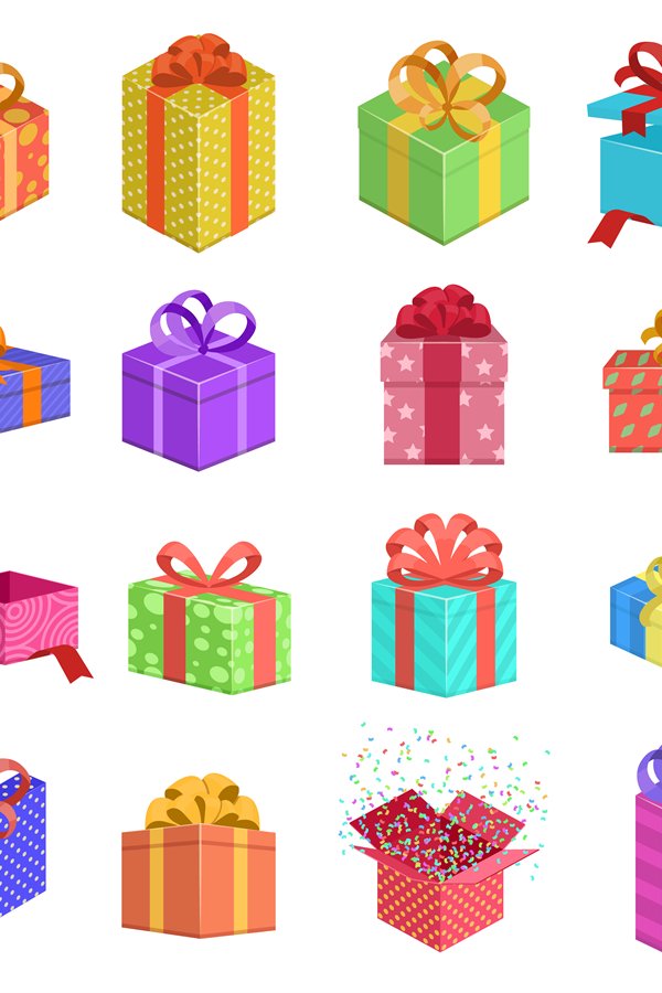Gift boxes. Birthday present box, wedding or xmas holidays