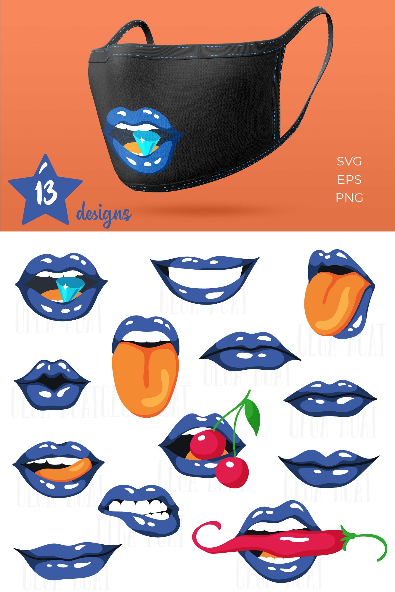 Face mask designs Kiss lips Face mask Lips with tongue