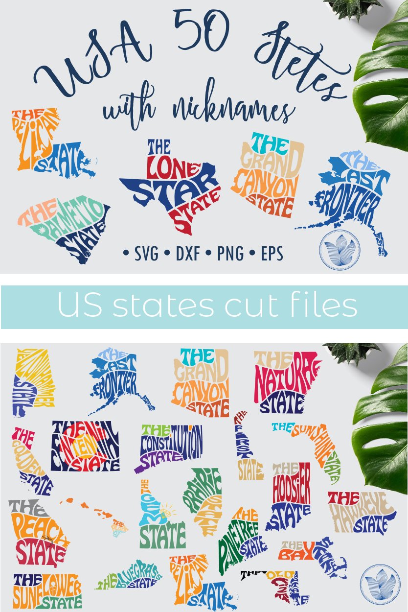 50 States Nickname Cut Files | America States Word Art
